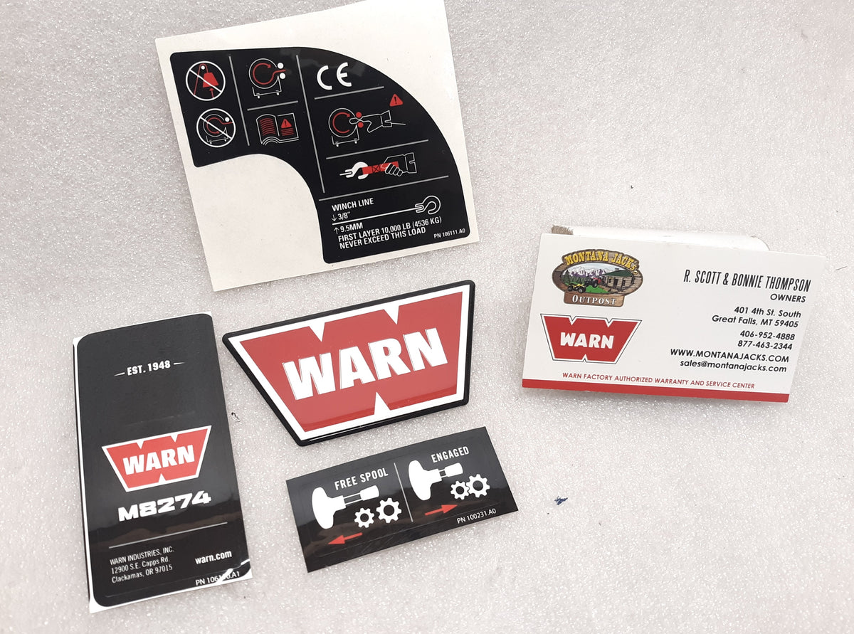 WARN 106135 Winch Decal kit for M8274-70 — Montana Jacks Outpost