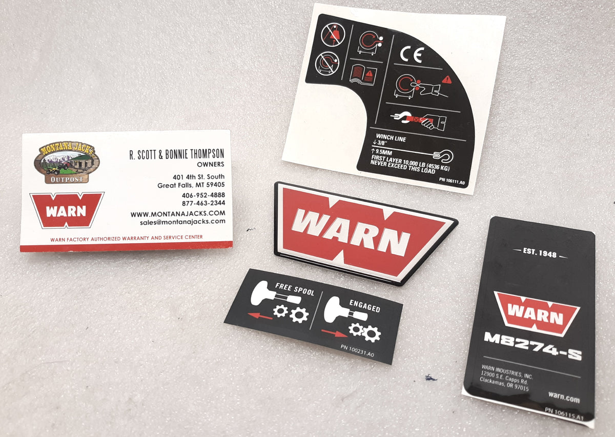 WARN 106136 Winch Decal kit for M8274-70-S — Montana Jacks Outpost
