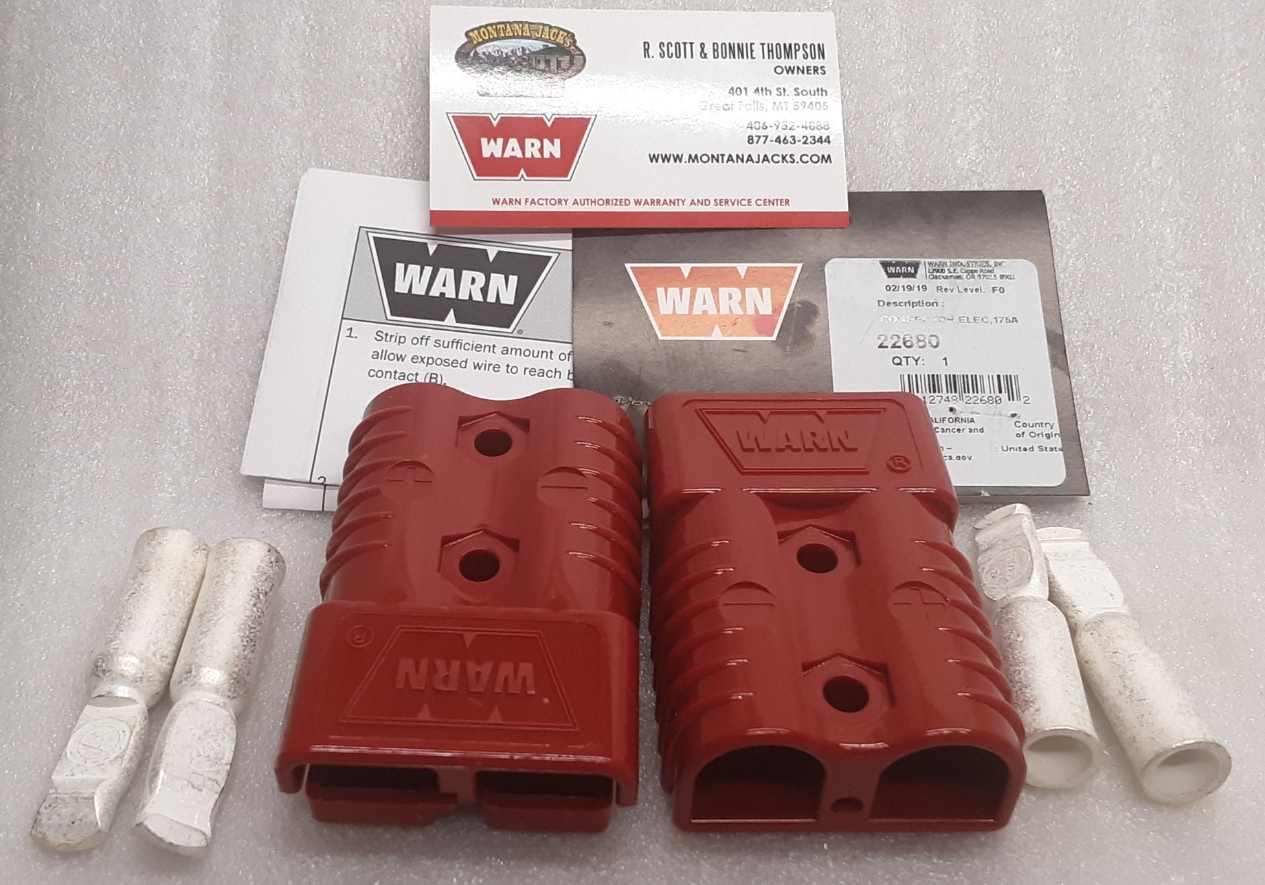 WARN 22680 Quick Connect Plugs, 175 amp for 2-4 ga. Cable, One Pair ...