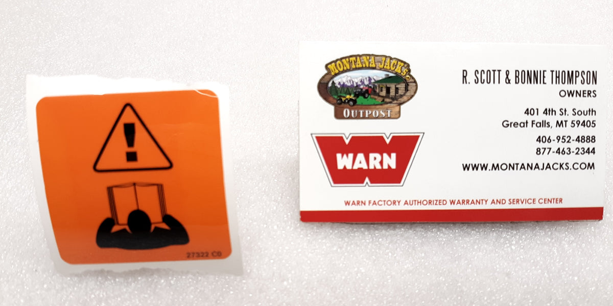 WARN 27322 Winch Warning Decal, FREE SHIPPING over $35.00! — Montana ...