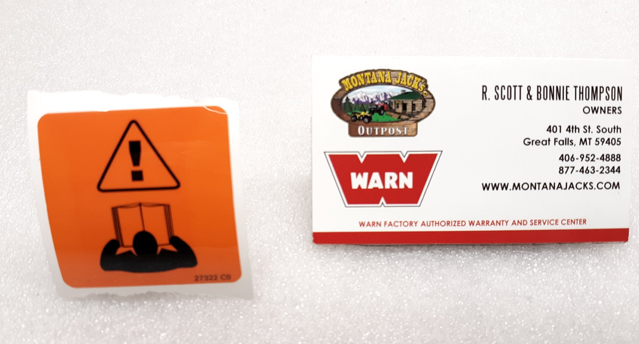 WARN 27322 Winch Warning Decal, FREE SHIPPING over $35.00! — Montana ...
