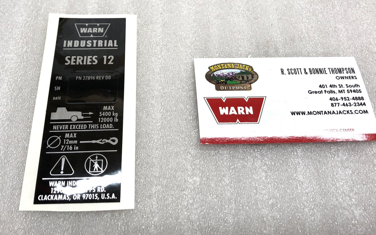 WARN 27896 Nameplate Decal for Series 12 Industrial Winch — Montana ...