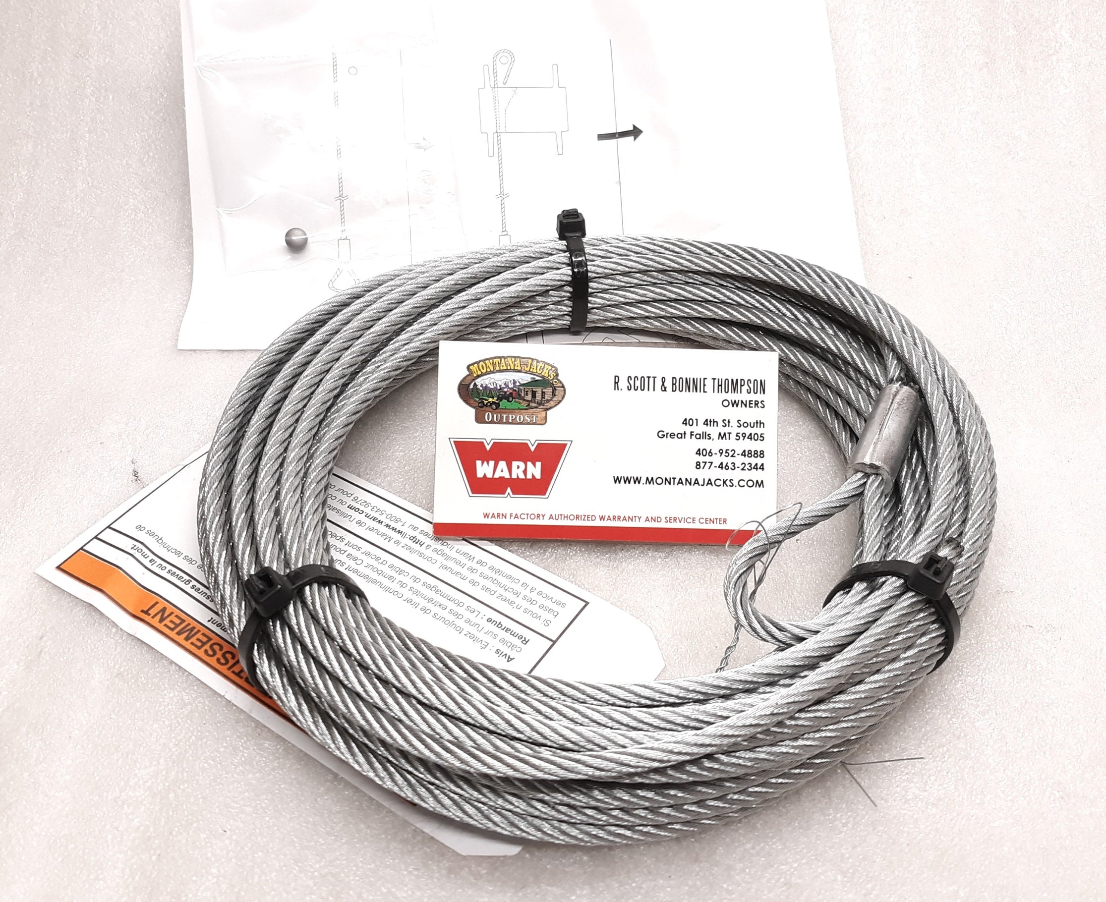 WARN 60076 ATV Replacement Wire Rope for Aluminum Drums - 3/16 X 50 ...