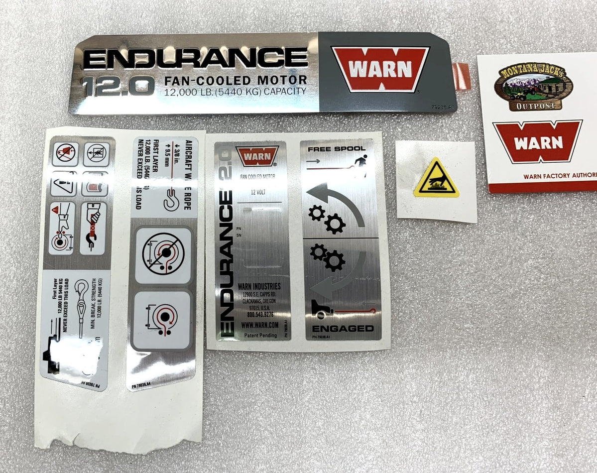 WARN 79621 Label Decal Kit for Endurance 12.0 Truck/SUV Winch — Montana ...