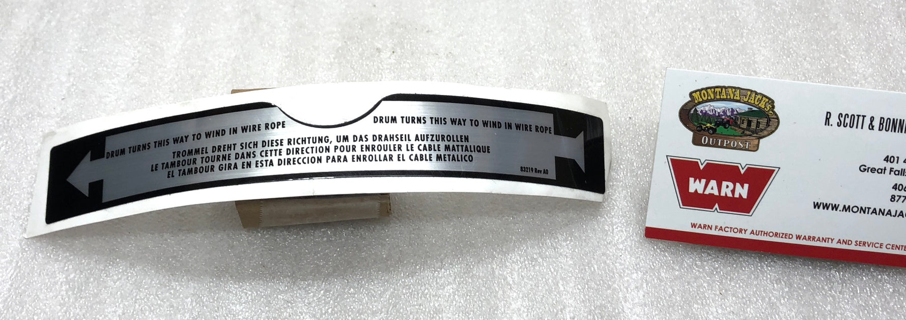 WARN 83182 Winch Rotation Decal, CCW — Montana Jacks Outpost